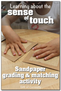 Sense of touch activity for kids using sandpaper