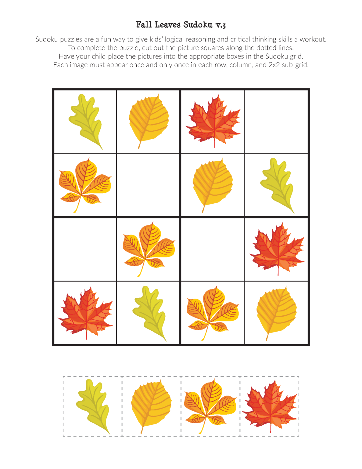 Fall Leaves Sudoku Puzzles - Gift of Curiosity