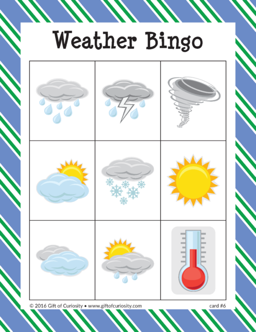 Weather Bingo - Gift of Curiosity