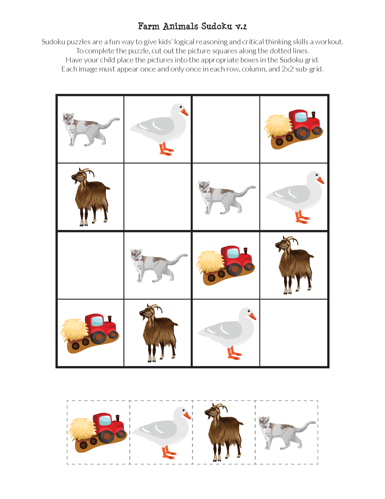 Farm Animals Sudoku Puzzles - Gift of Curiosity