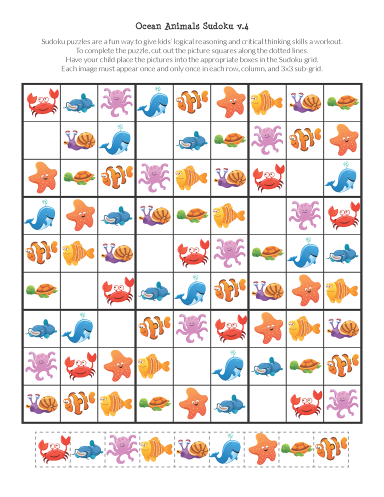 Ocean Animals Sudoku Puzzles {free printables} - Gift of Curiosity