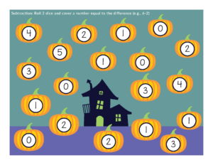 Halloween Roll & Cover Math Games - Gift of Curiosity
