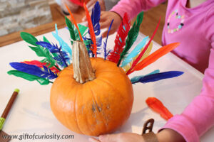 Pumpkin turkey Thanksgiving fine motor craft - Gift of Curiosity