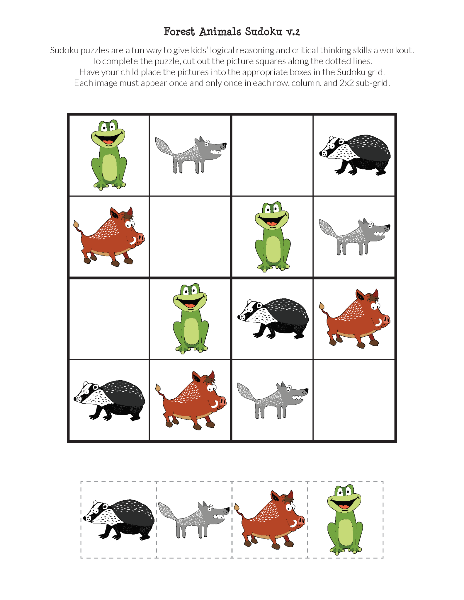 Forest Animals Sudoku Puzzles - Gift of Curiosity