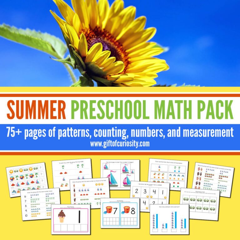 Summer Preschool Math Pack - Gift of Curiosity