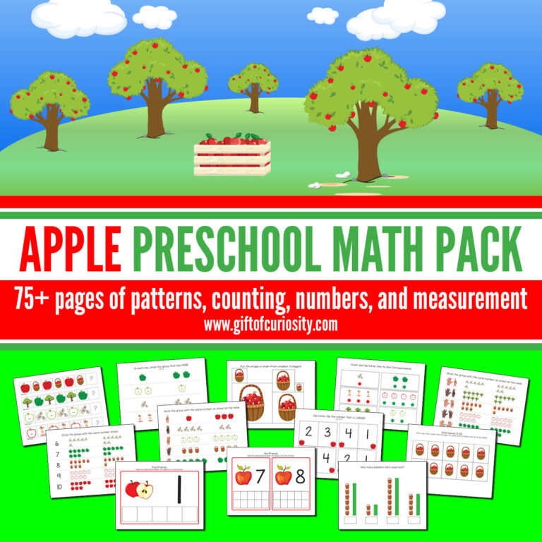 Apple Preschool Math Pack - Gift of Curiosity