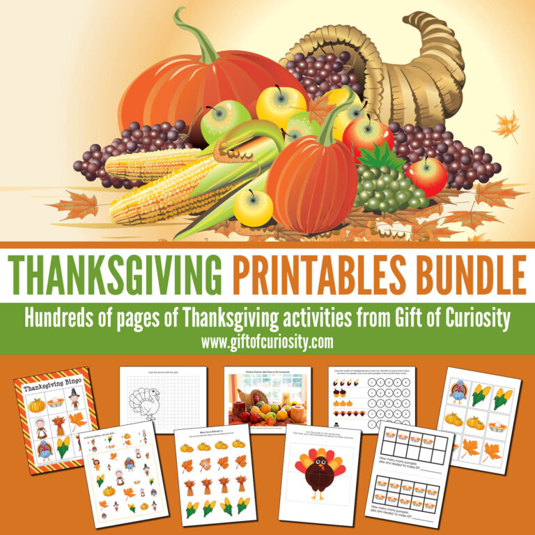 Thanksgiving Printables Bundle - Gift of Curiosity