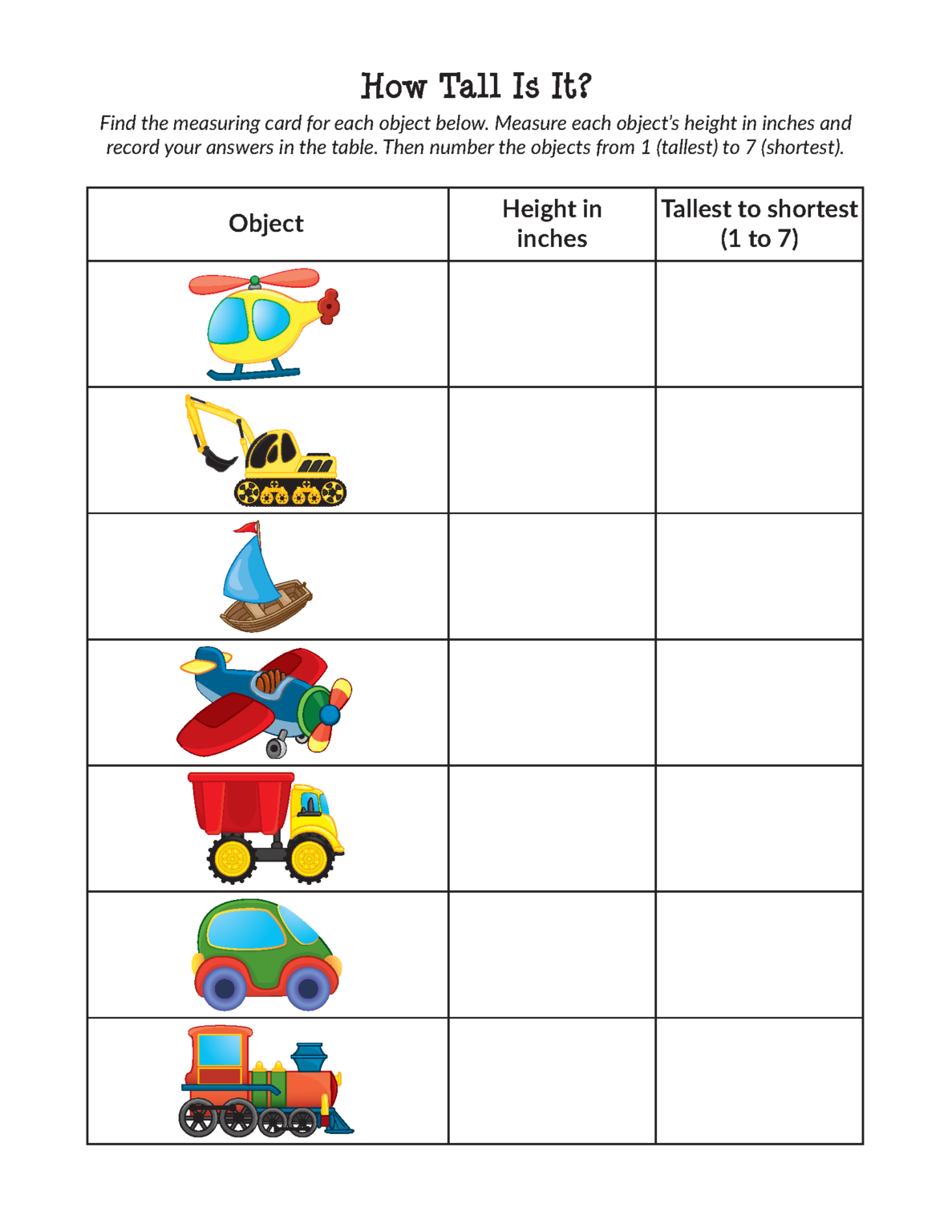 Transportation Toys Measurement Activity Pack - Gift of Curiosity