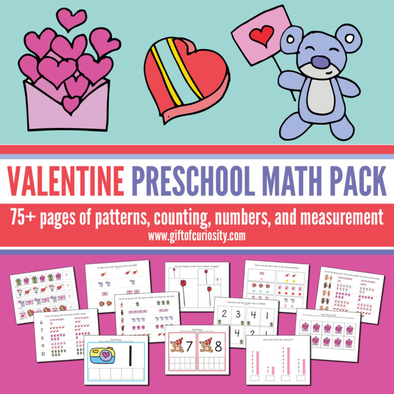 Valentine Preschool Math Pack - Gift of Curiosity