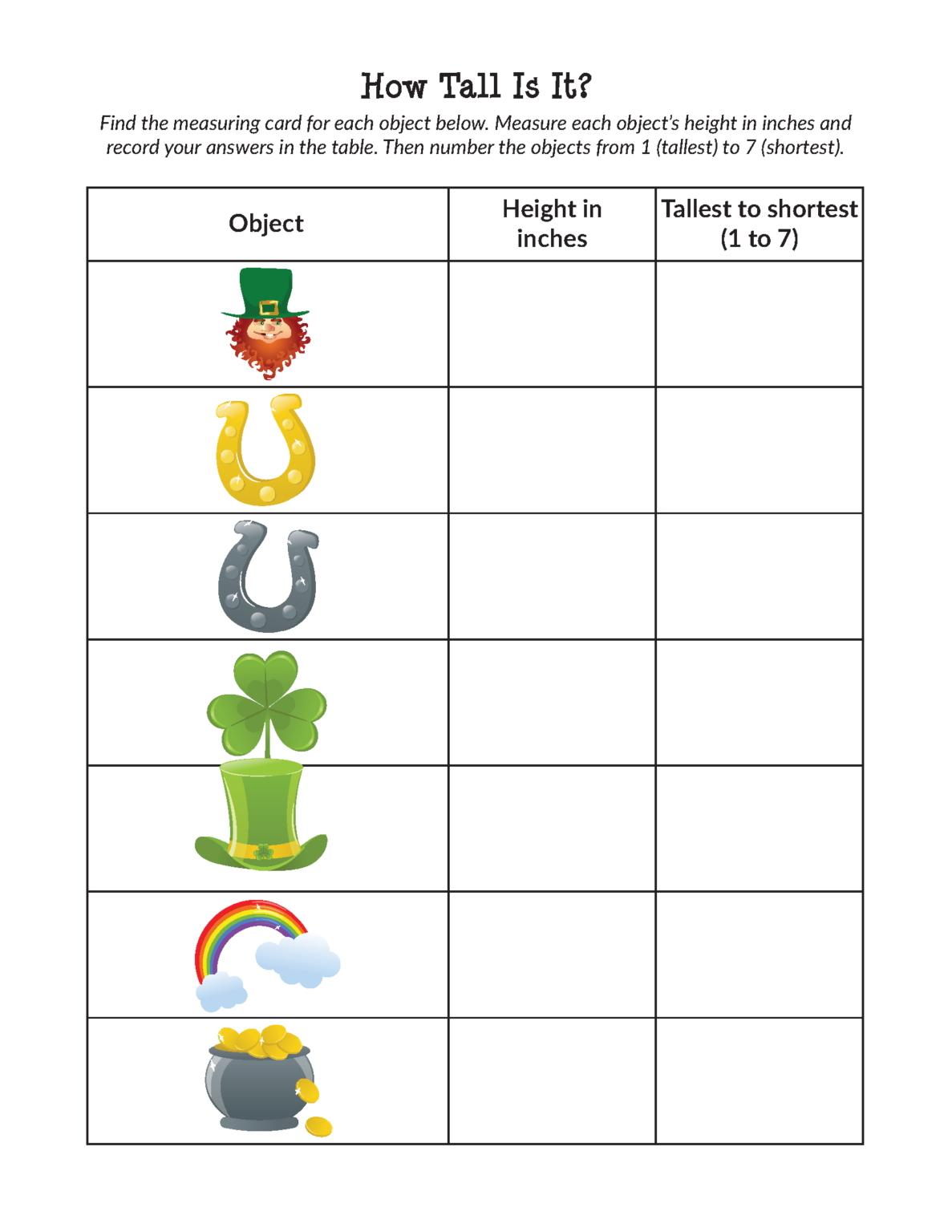 St. Patrick's Day Measurement Activity Pack - Gift of Curiosity