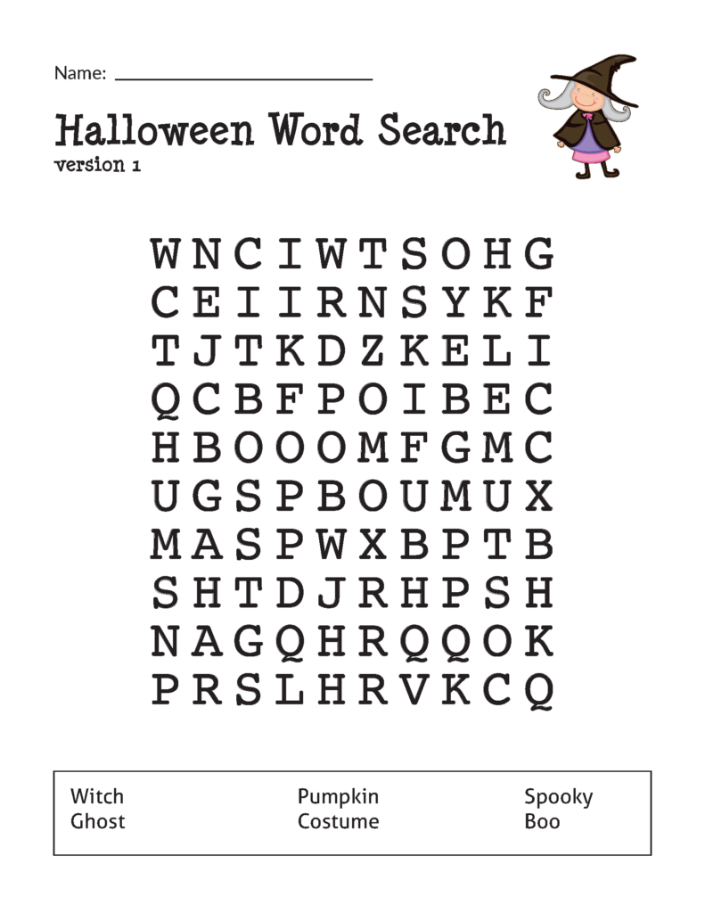 Halloween Word Search Puzzles - Gift of Curiosity